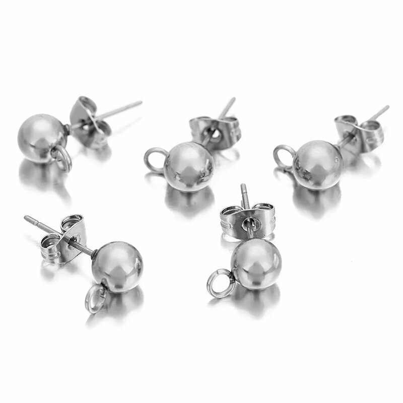 Серьги-гвоздики из нержавеющей стали, 6 мм, Steel