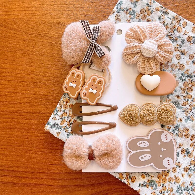 Детские заколки для волос I LOVE DAD, 5/8/9 шт, полиэстер 10pcs coffee