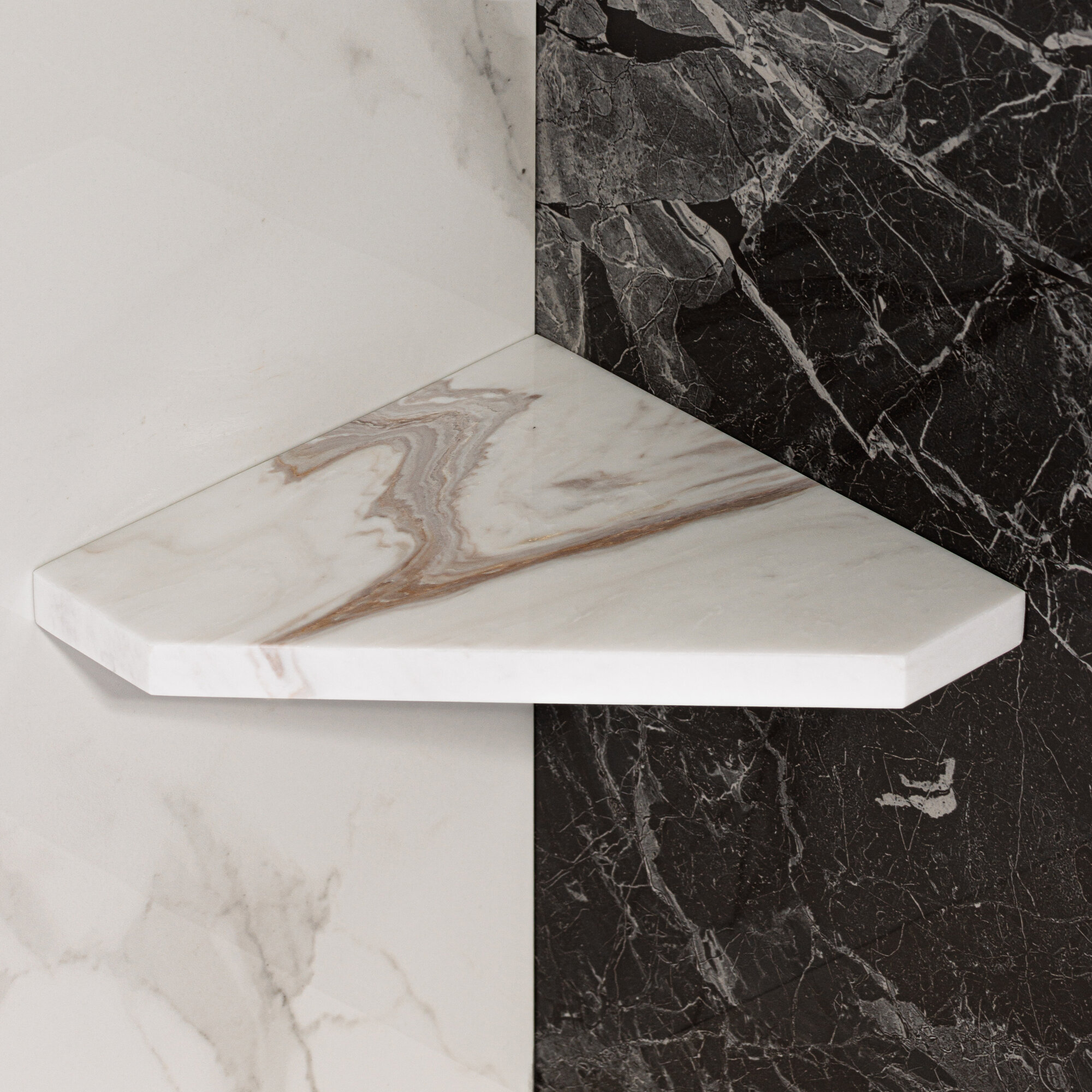 Полка из камня,17*17*2, угловая из мрамора, цвет 21 Калакатта Анго