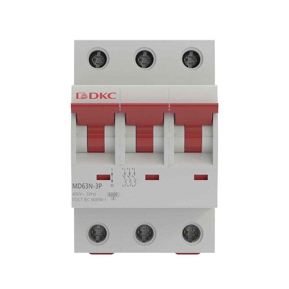 Автоматический выключатель модульный DKC Yon Max MD63N 3P 16А тип C 6 кА 400 В (MD63N-3PC16)