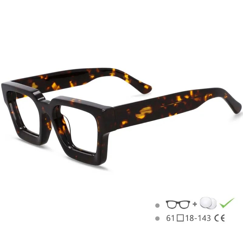 54290 High Quality Acetate Fibre Glasses Men's Brand Retro Square Large Frame Wide Leg Flat Mirror Women's Spectacles