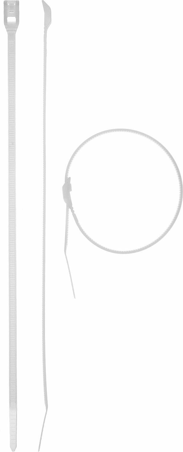 Кабельные стяжки ЗУБР кобра, 4.6 x 205 мм, нейлон РА66, 25 шт, белые, плоский замок 30930-46-205