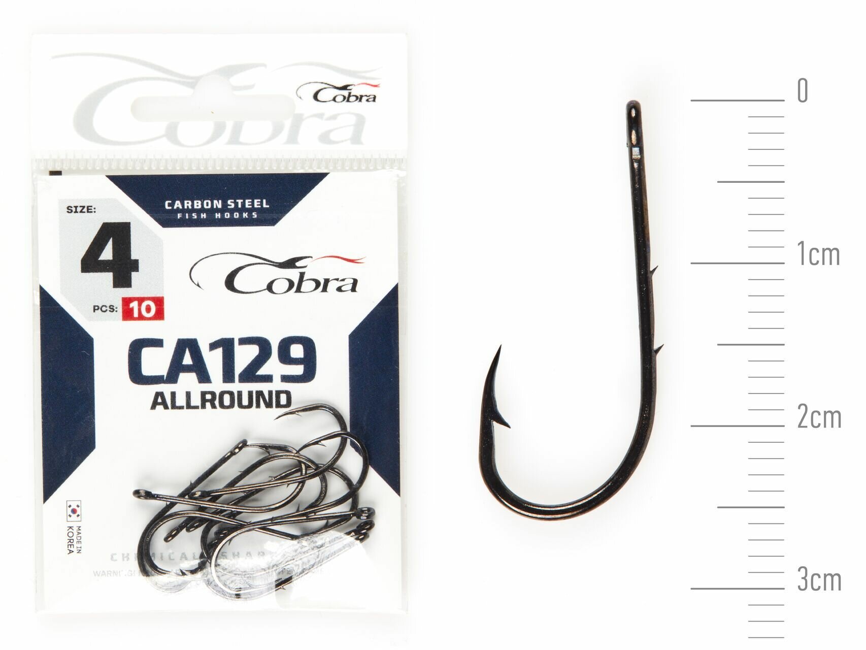 Крючки рыболовные Cobra Allround BAITHOLDER CA129, размер 4, 10 шт в упаковке / Крючки для рыбалки Кобра Оллраунд байтхолдер