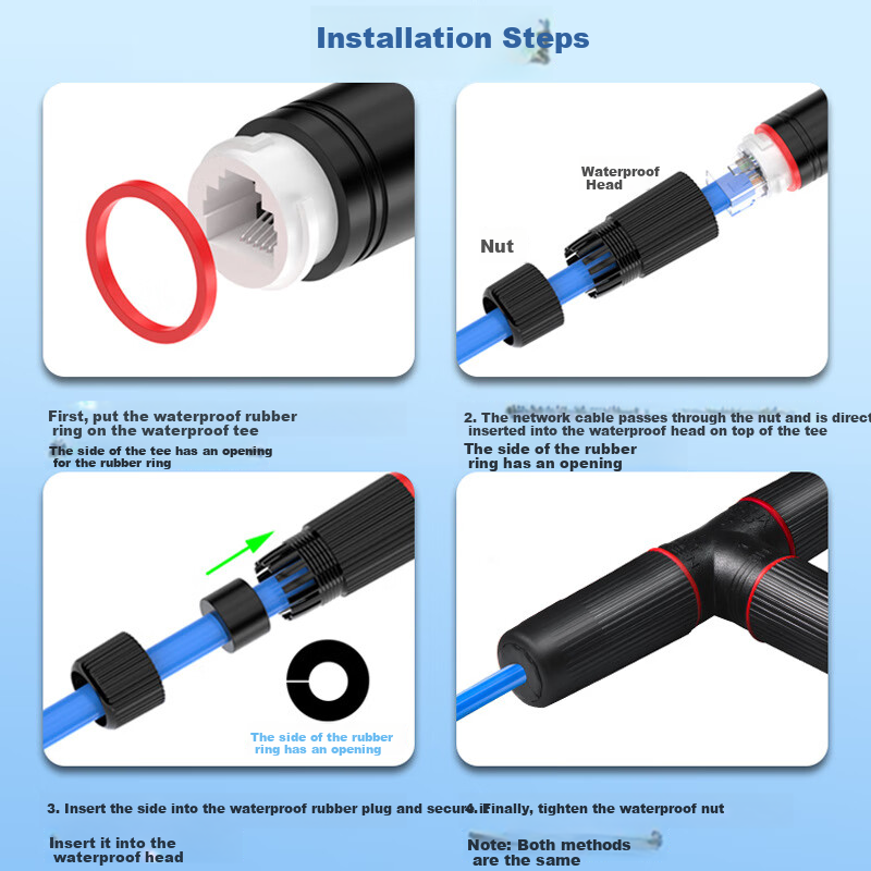 BIAZE Ethernet Cable Splitter RJ45 Waterproof Connector Network Splitter RJ45 Straight-Through Three-Way Head Outdoor Waterproof Dustproof Moisture-Proof Network Converter