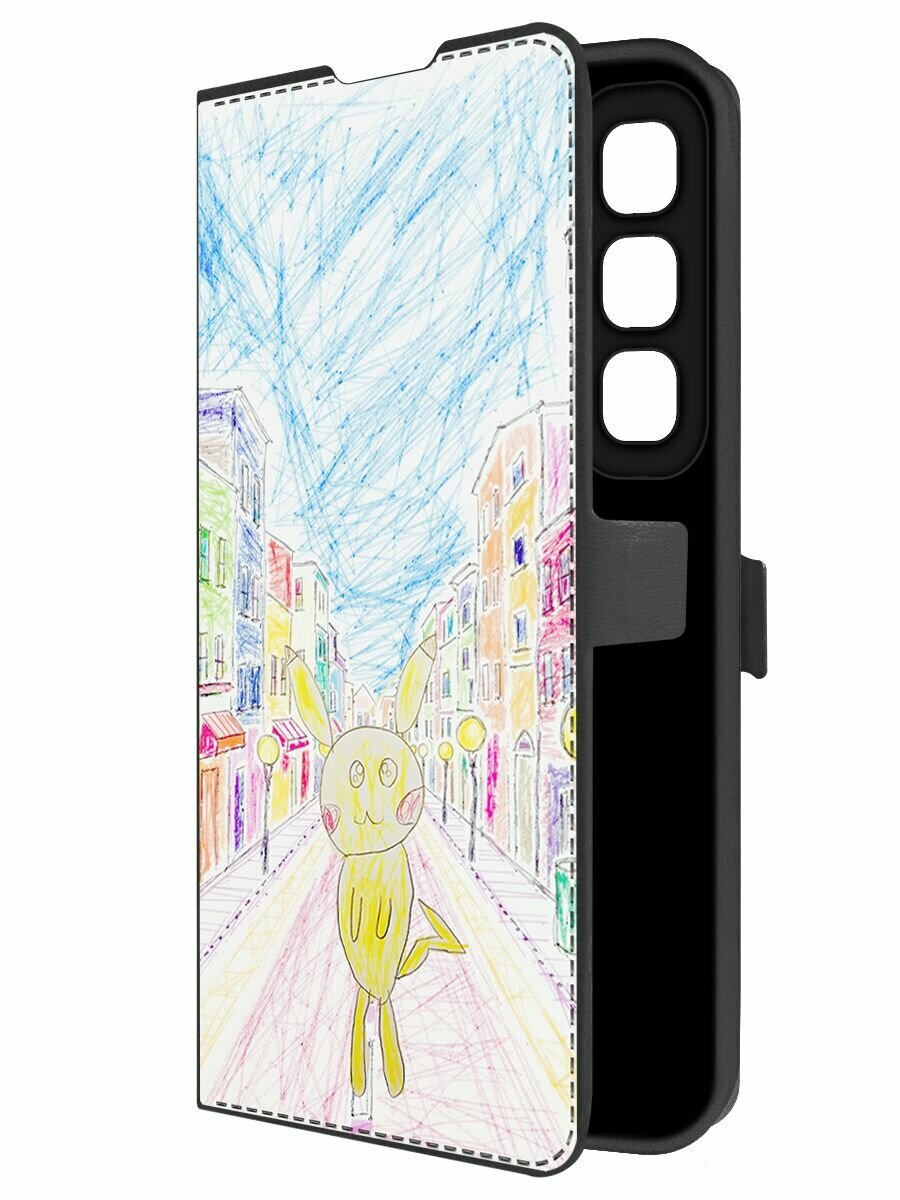 Чехол-книжка Krutoff Eco Book для INFINIX Hot 50 Покемон (черный)