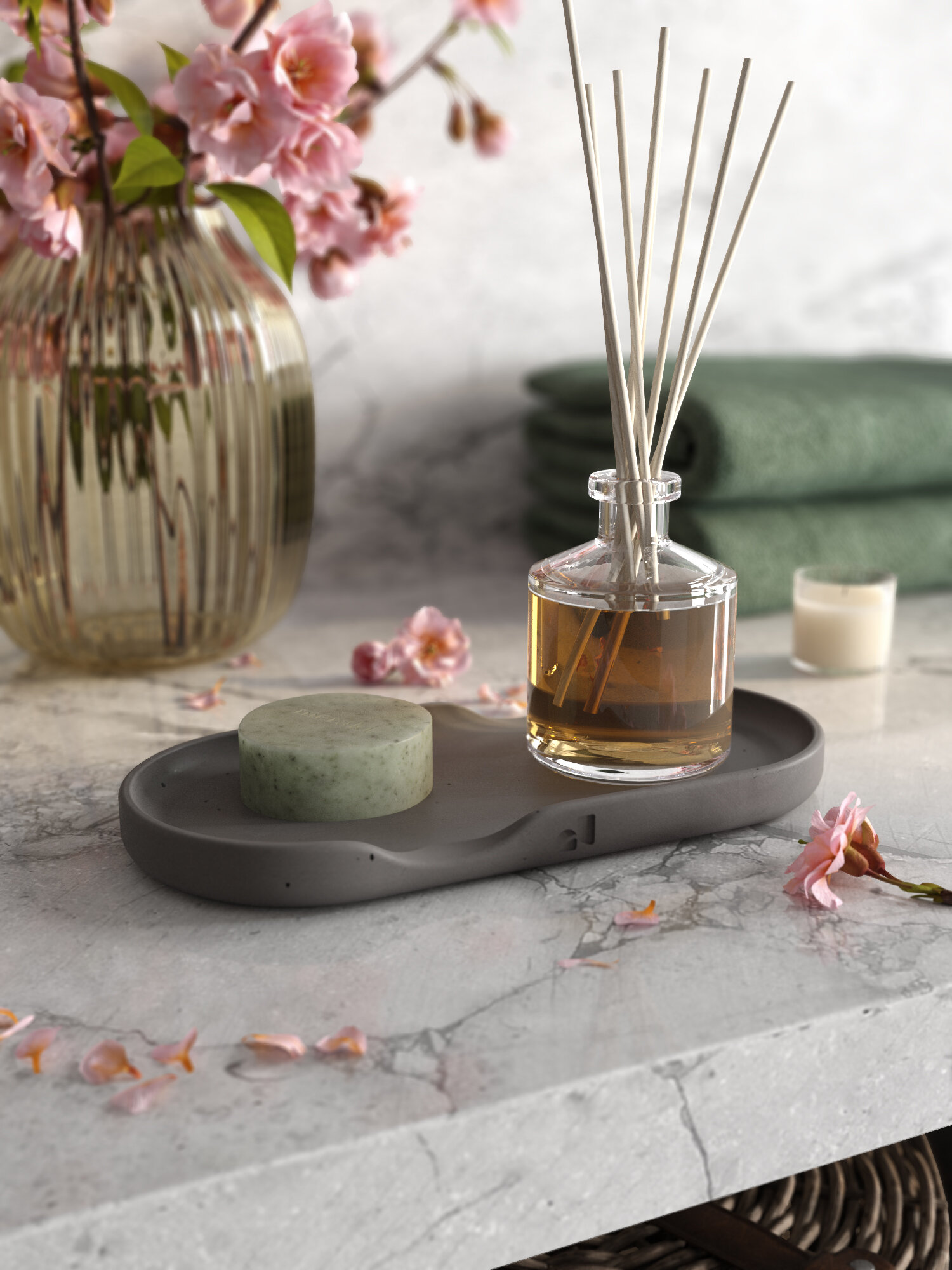 Поднос, декоративная подставка для хранения мелочей и косметики "Bordeaux", 22х11 см, темно-серый матовый