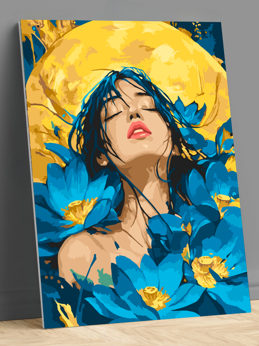 Картина по номерам "Девушка в цветах", 30x40, холст, подрамник