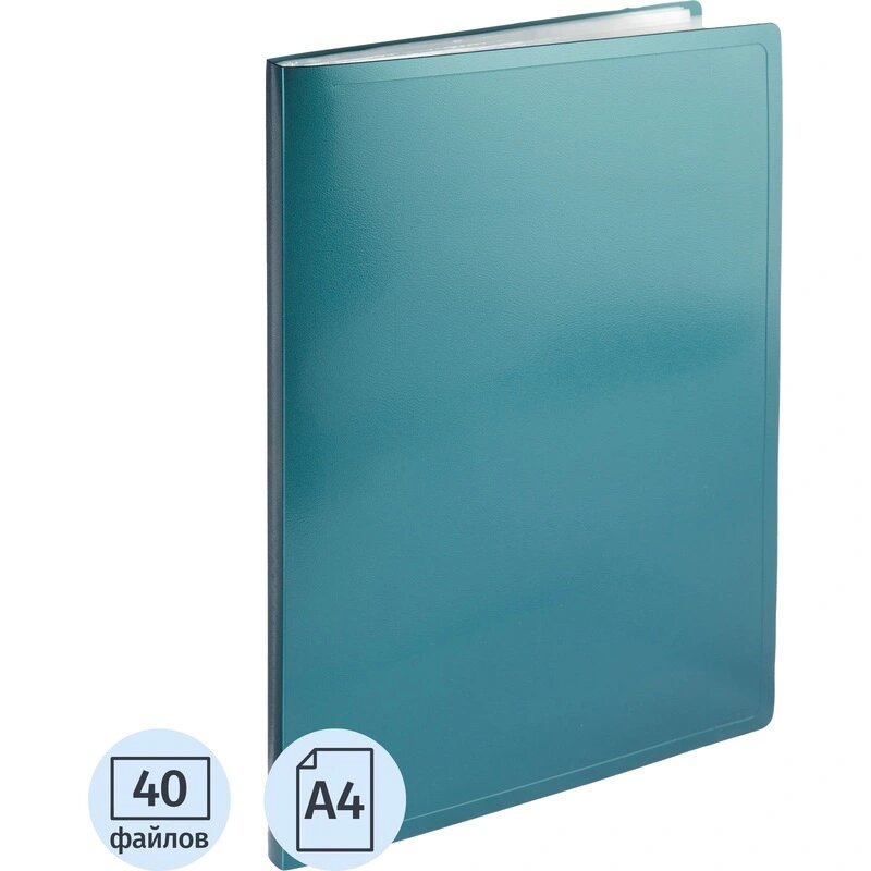 Папка файловая 40 файлов Attache Metallics А4, 800мкм, этикетка, зеленый