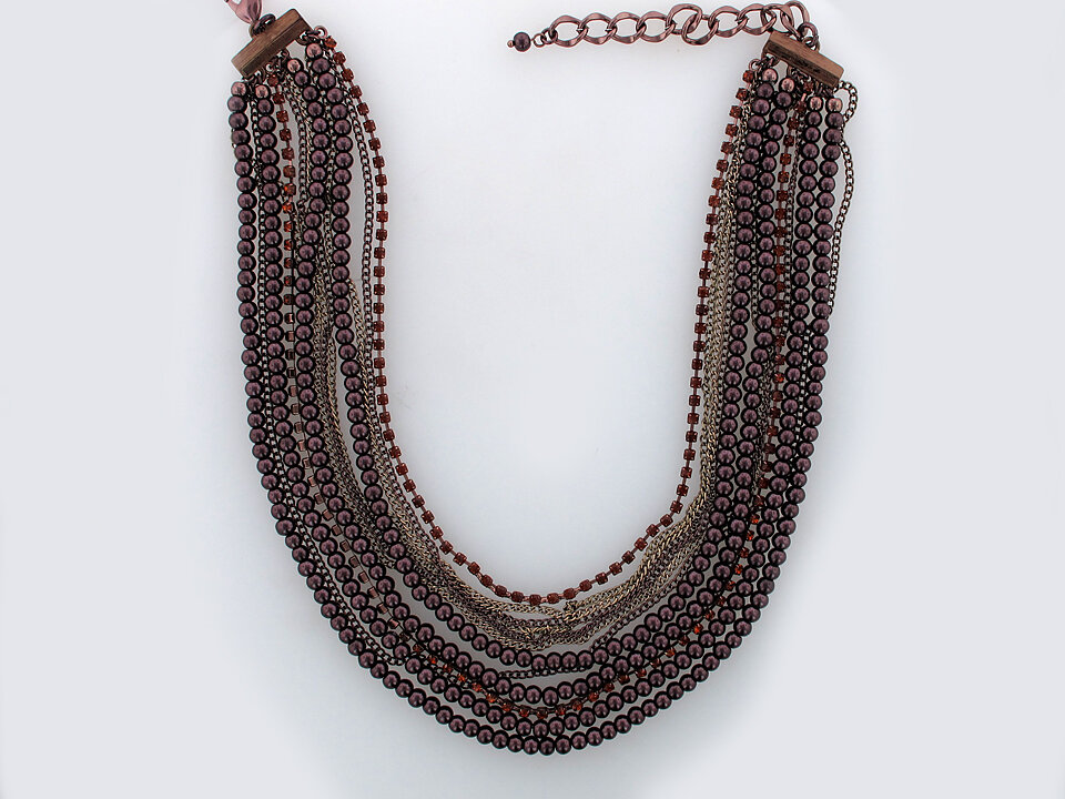 Колье, жемчуг имитация, кристалл