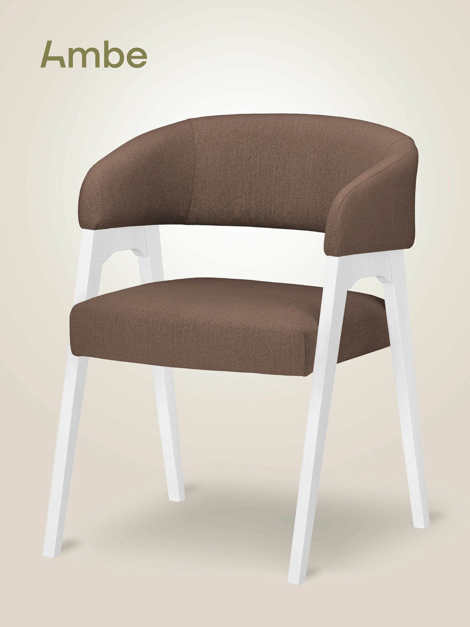 Стул для кухни Ambe Мэйтон, кресло из массива бука, Белый, Коричневый велюр