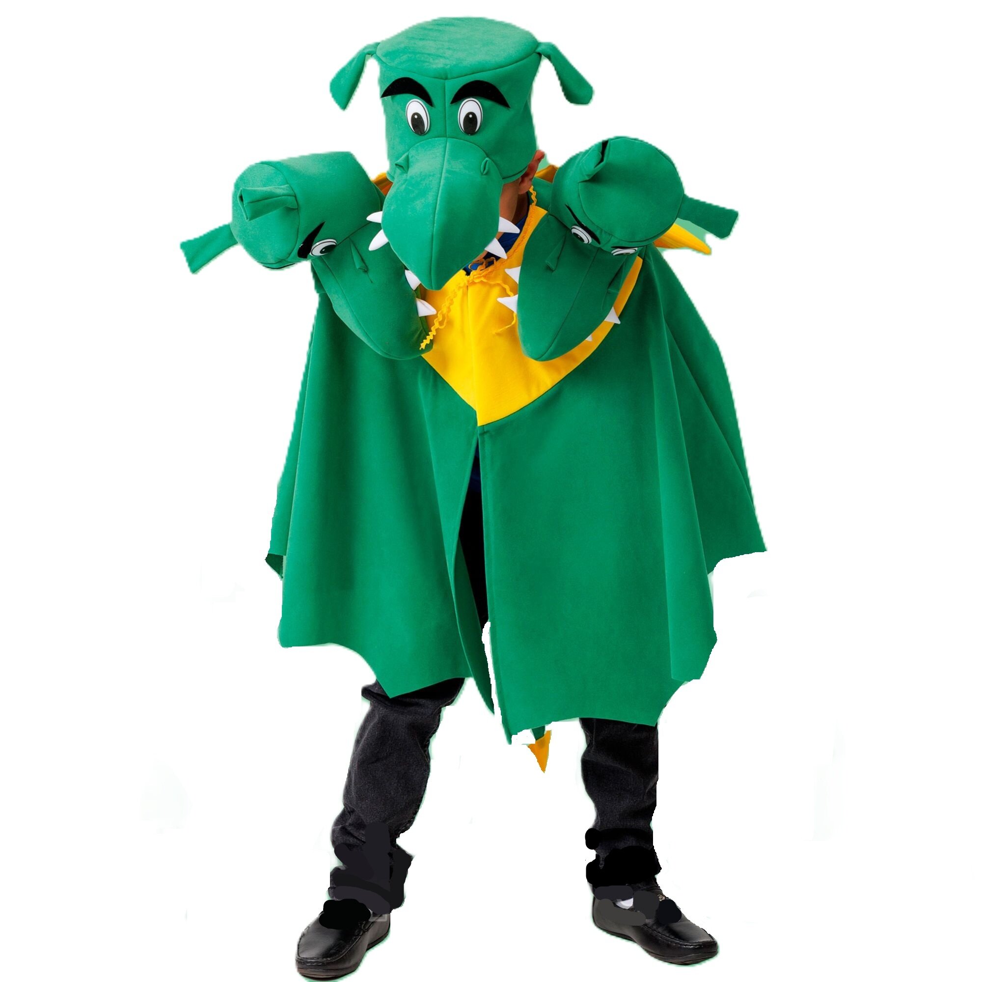 Костюм детский Змей трехглавый (122-146) зеленый с накладными головами