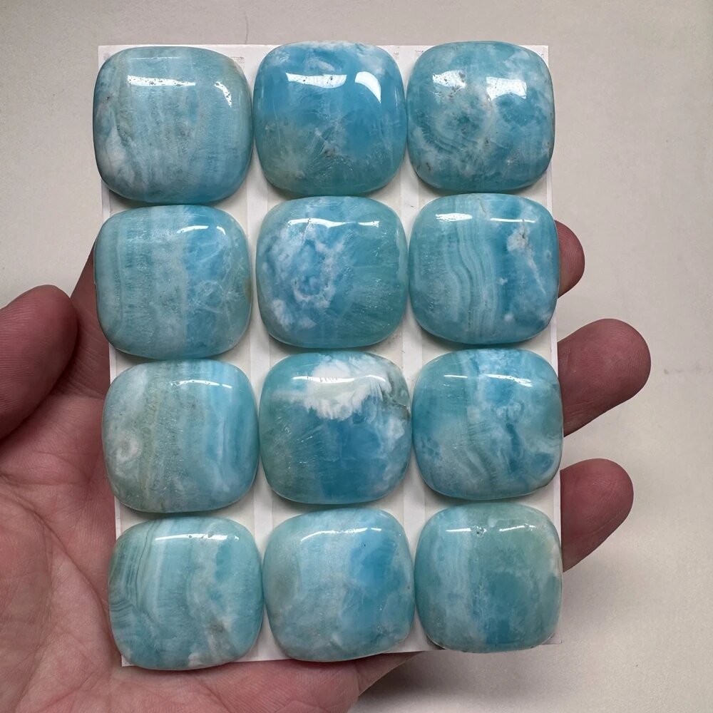 Оптовая продажа, 2 шт./упак, натуральный Китай, Ларимар, драгоценный камень, бусины-кабошон, 27 мм, квадратное кольцо для изготовления ювелирных изделий