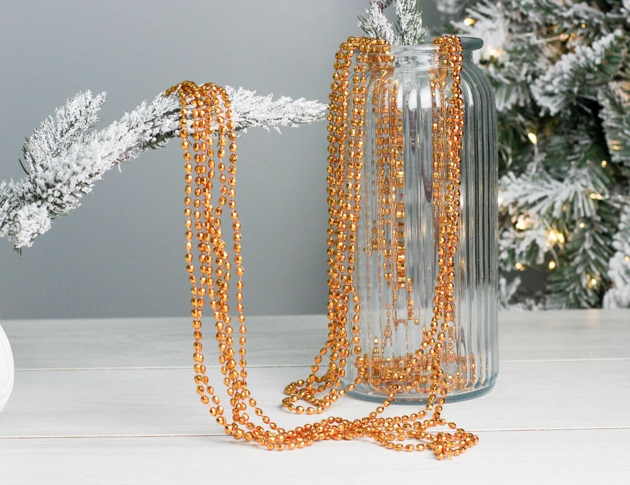 Бусы пластиковые бриллиантовая россыпь, 5 мм, 2.7 м, цвет: янтарный, Kaemingk 001637