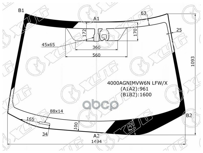 Стекло лобовое (Датчик дождя/ Шелкография под зеркало с затемнением) Honda CR-V 06-12 XYG арт. 4000AGNIMVW6N LFW/X
