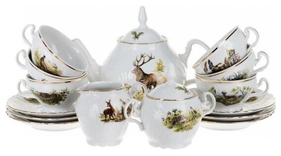 Чайный сервиз Bernadotte "Охотничьи сюжеты" на 6 персон, 15 предметов