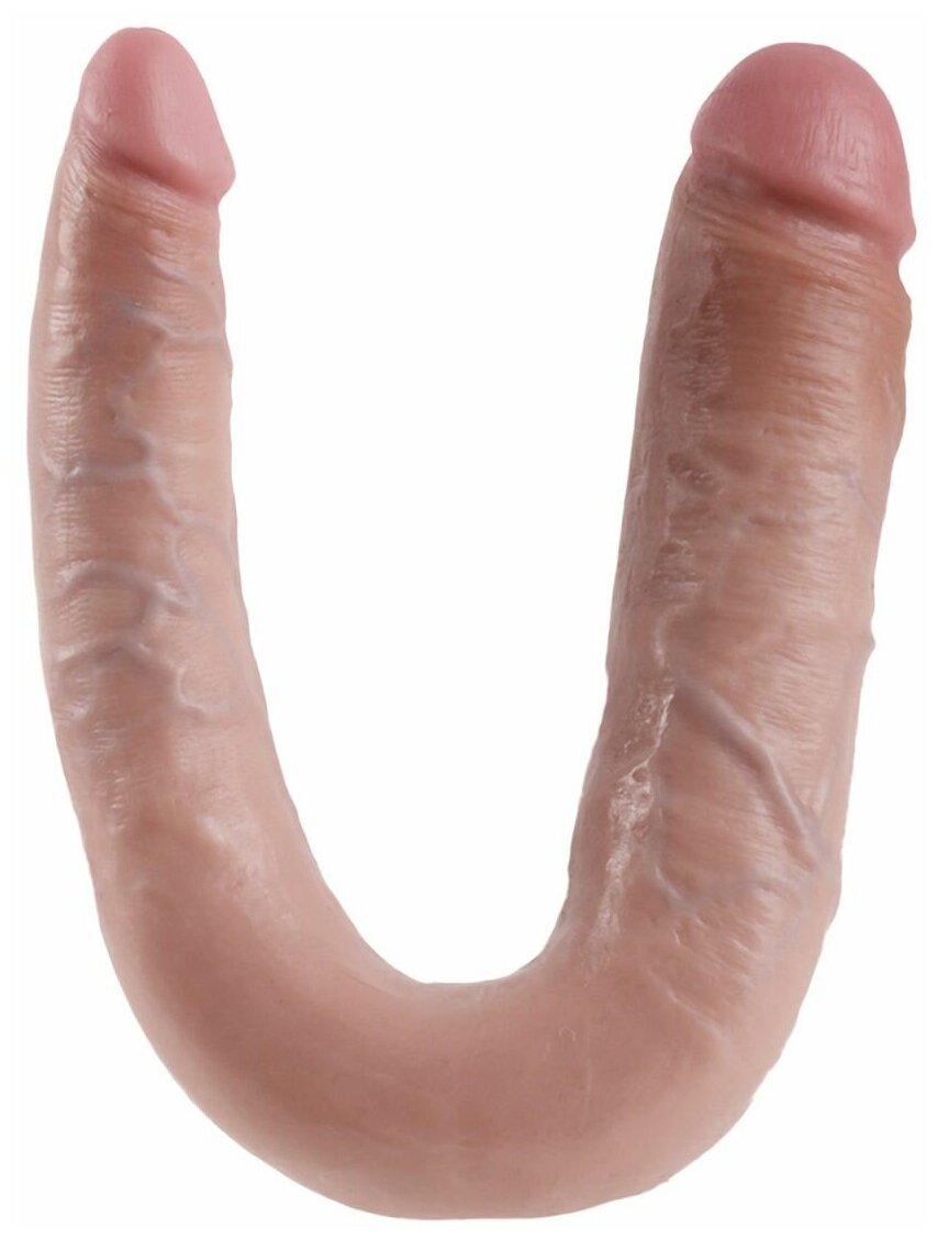 Телесный двусторонний фаллоимитатор U-Shaped Large Double Trouble - 44,4 см.