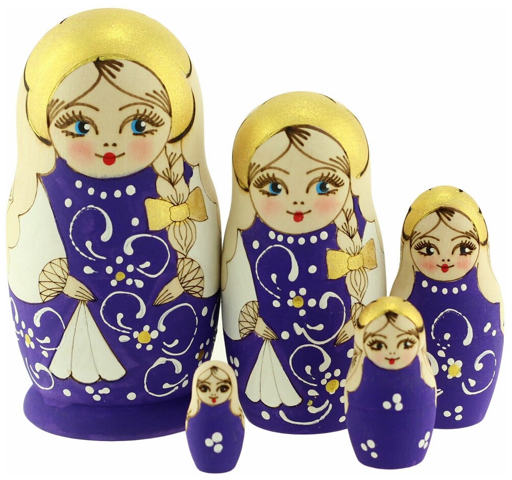 Матрешка авторская деревянная с техникой выжигания 5 мест 11 см сувениры из дерева Azhna