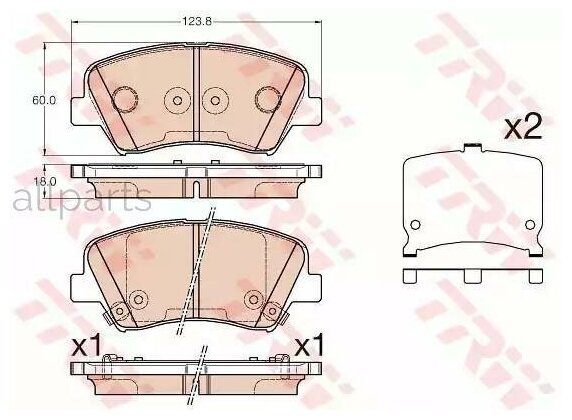 TRW GDB3552 Колодки передние HYUNDAI Elantra 11-15 / Veloster 11-17 TRW GDB3552