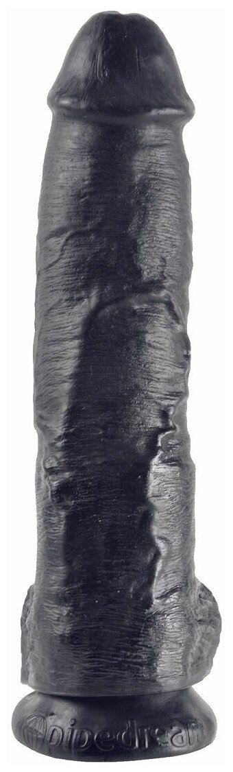 Реалистичный чёрный фаллоимитатор-гигант на присоске - 25,4 см.