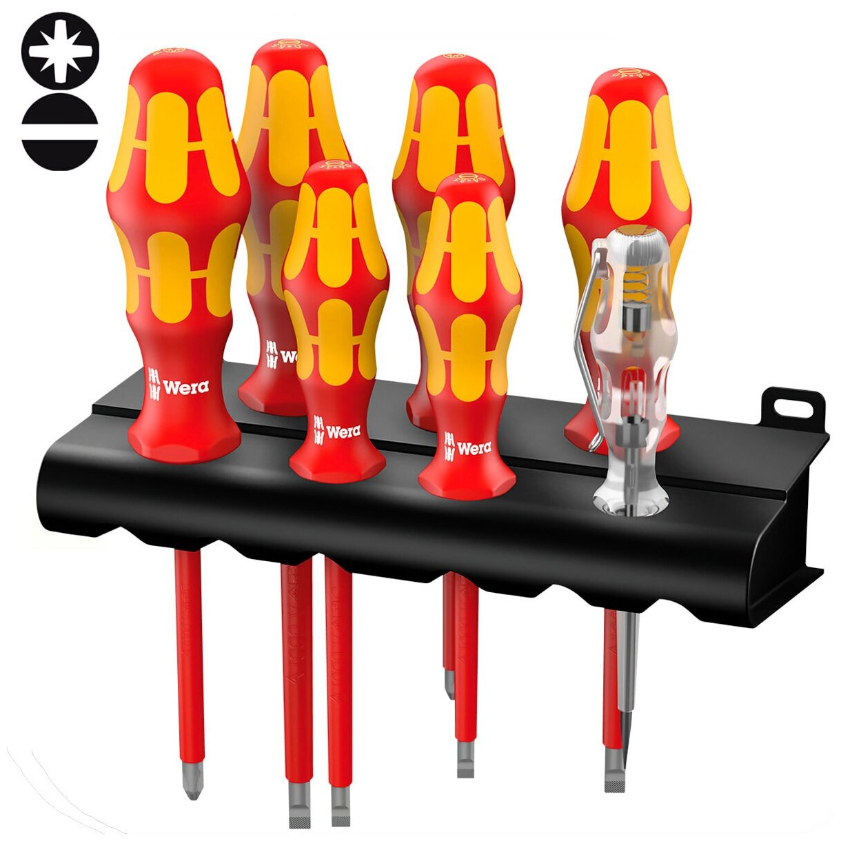 Набор отверток диэлектрический WERA Kraftform Plus 160 i/165 i/7 Rack , 006148