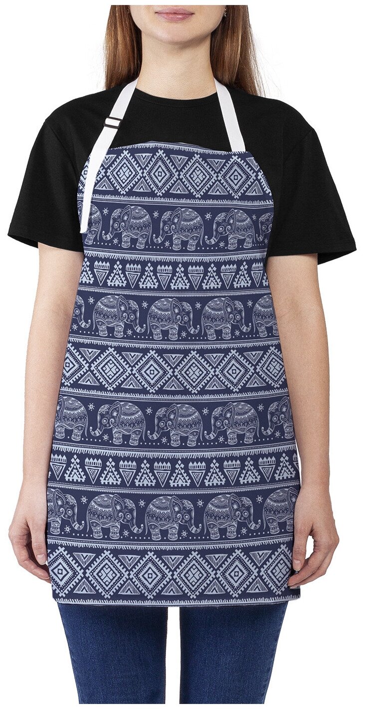 Фартук для кухни тканевый "Кружево с этническим орнаментом" / водоотталкивающий, универсальный размер , JoyArty