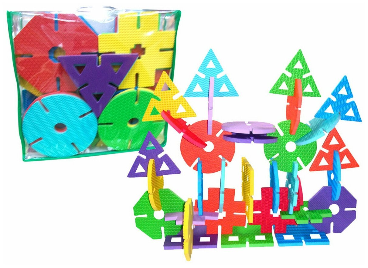 Мягкий конструктор (42 шт, 6 цветов, 6 фигур)