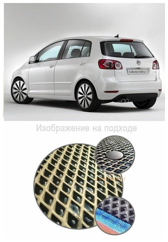 Коврик ЭВА (ЕВА) Volkswagen Golf V plus багажник 2005 - 2014 (Фольксваген) / цвет Черный c красной окантовкой. Фактура - сота /EVA Smart