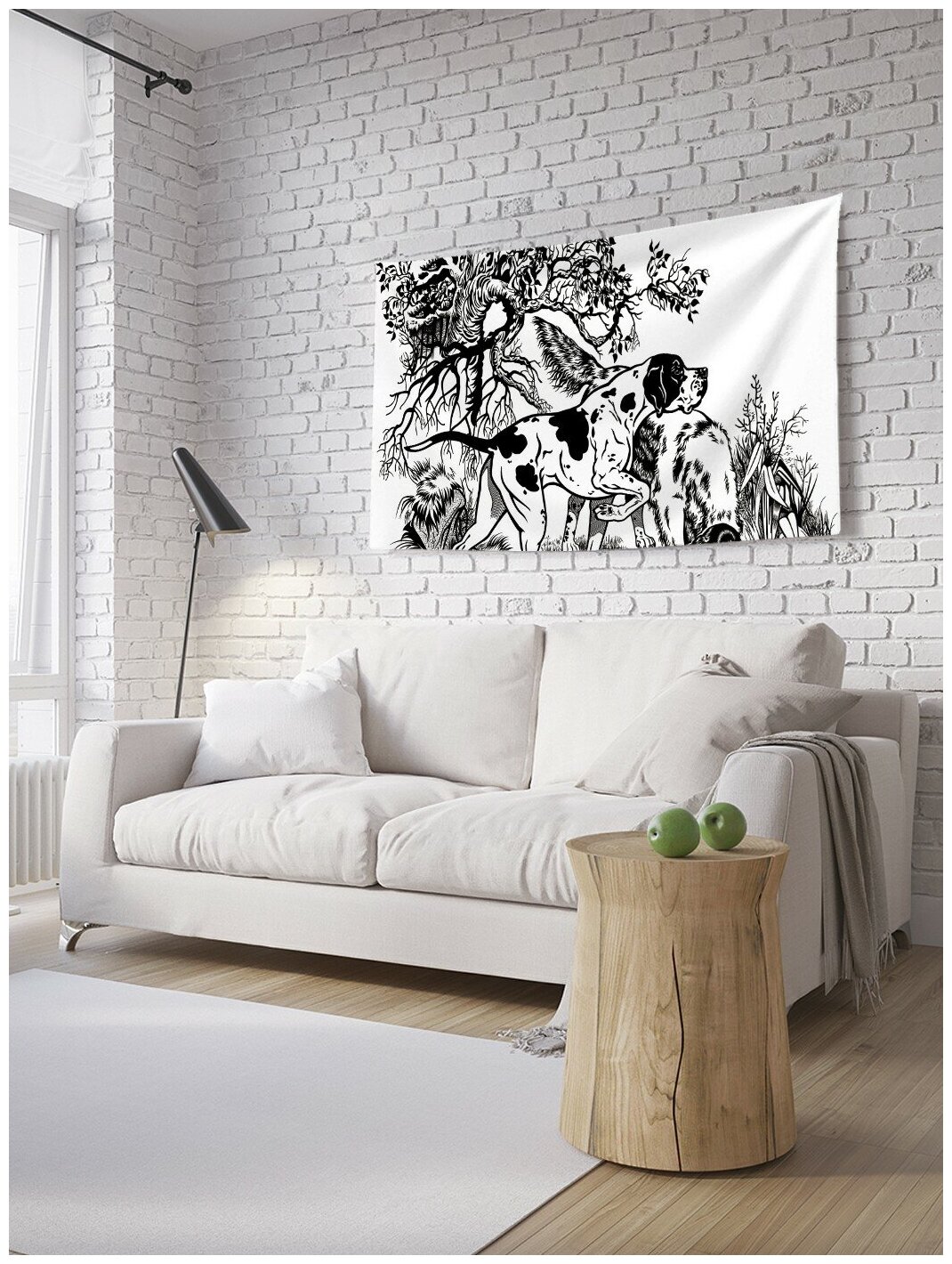 Горизонтальное фотопанно JoyArty на стену "Собаки на охоте", 150x200 см