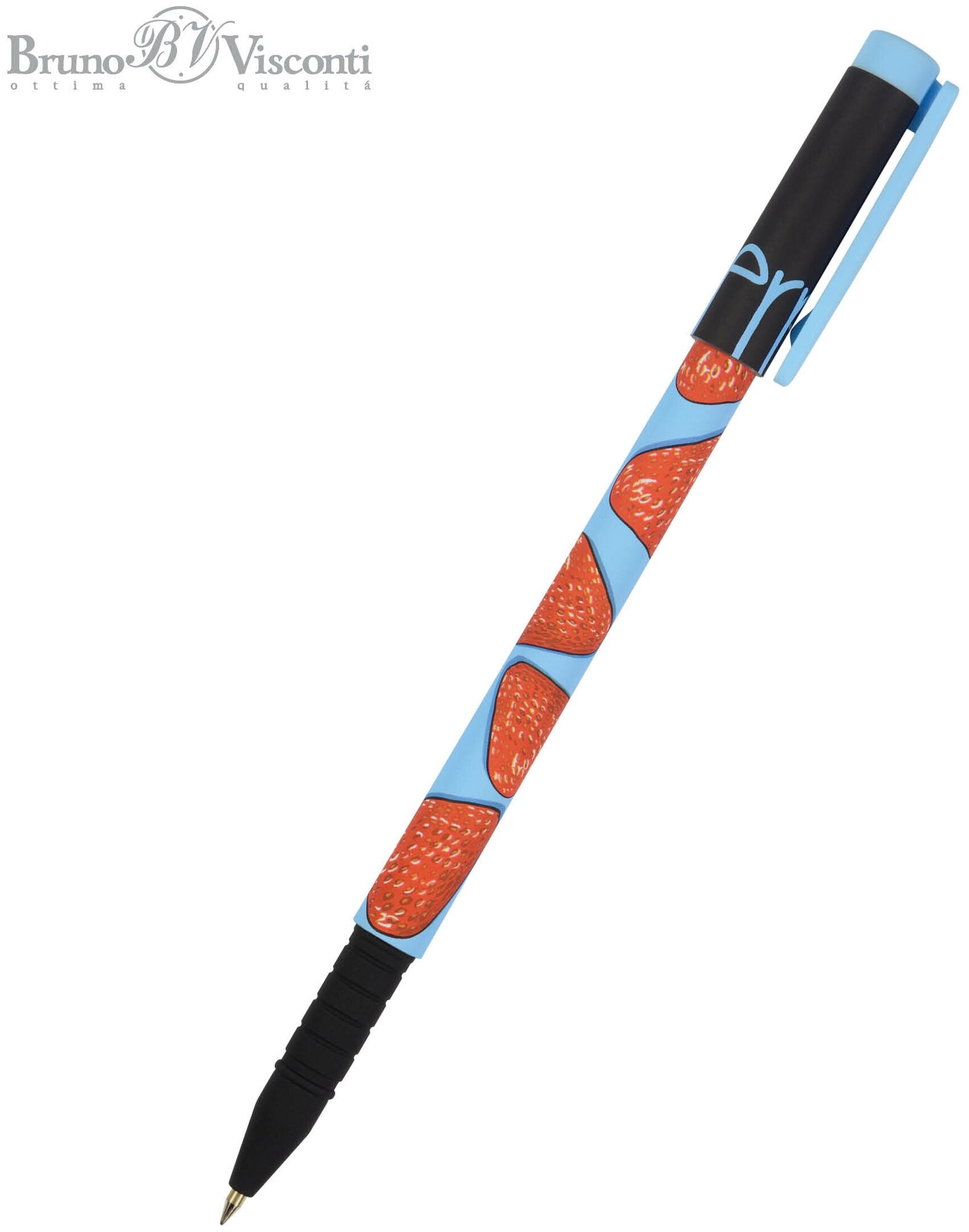 Ручка BrunoVisconti, шариковая, 0.5 мм, синяя, FunWrite «ягоды. Клубника», Арт. 20-0212/96