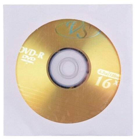 Диск DVD-R VS, 4.7 Gb, 16x, бумажный конверт
