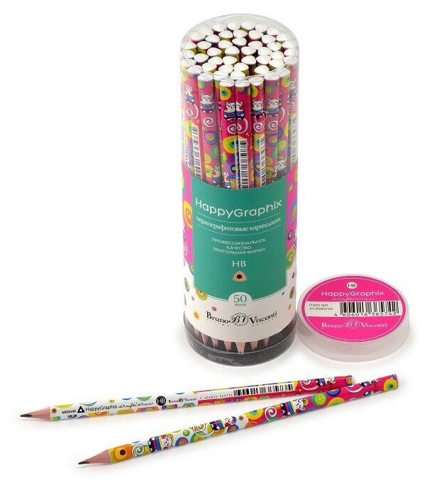 Карандаш чернографитовый "Happy Graphix" мультики. КОТ НВ. .