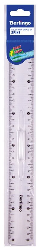 Комплект 120 шт, Линейка 30см Berlingo "Spike", пластиковая, с держателем, прозрачная, европодвес