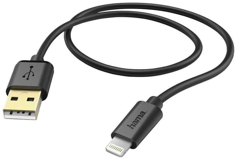 Кабель HAMA Lightning (m), USB 2.0 (m), 1.5м, черный