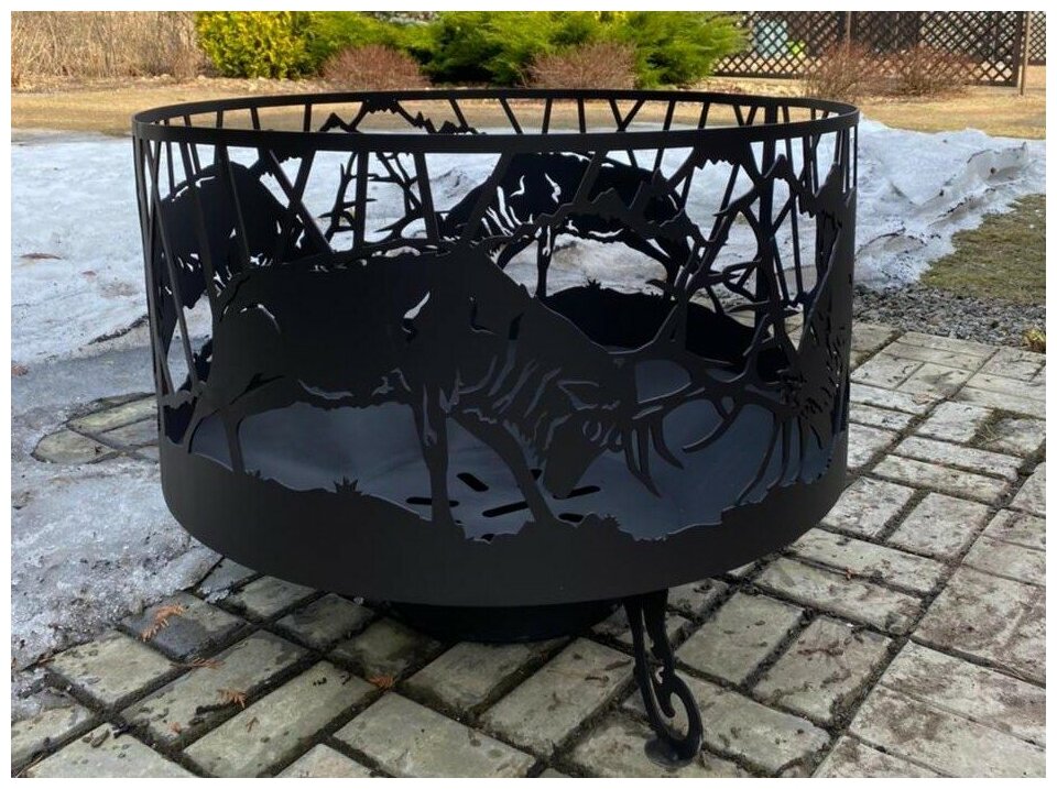 Костровая чаша "Олени", из стали толщиной 3 мм в термостойкой покраске