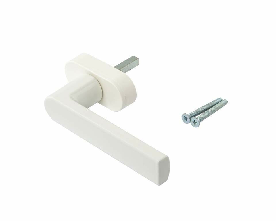 Ручка оконная Internika "Надежда" алюминиевая 38 мм 45° + 2 винта 5х50 белый (9016)