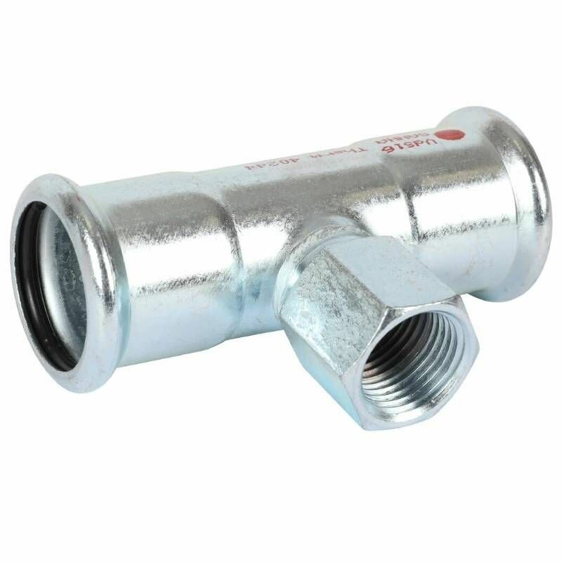 Тройник 22-1/2"-22, Sanha Therm, 24130G, пресс-резьба, вн, сталь (цинк)