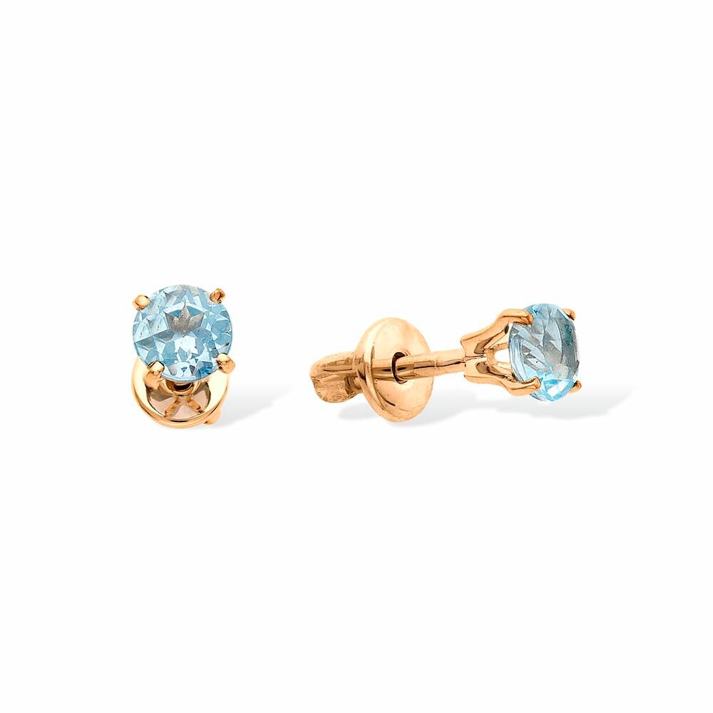 Серьги пусеты, золото, 585 проба, топаз