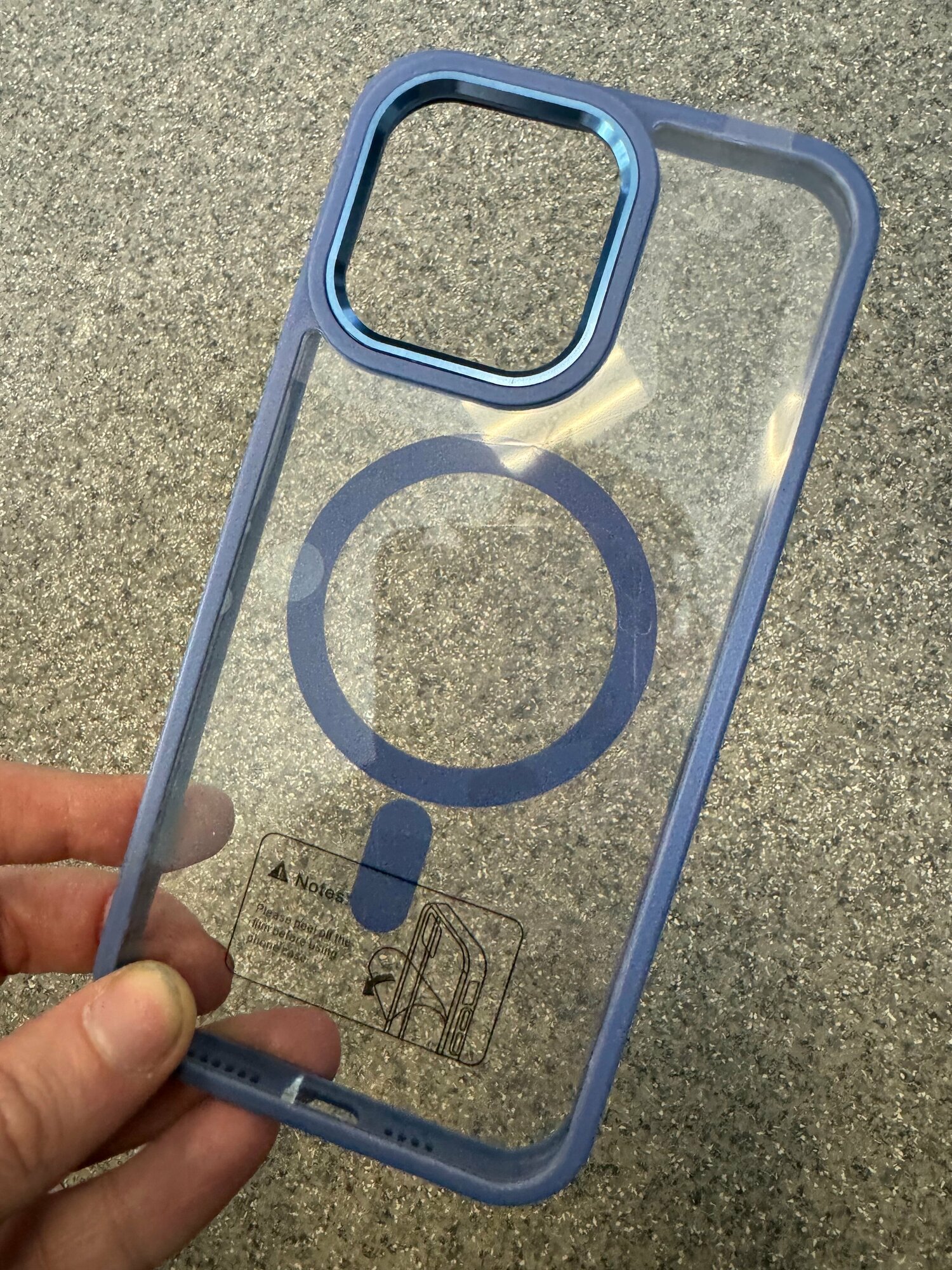 Чехол MyPads Esac для iPhone 14 Pro тонкая пластиковая крышка прозрачная полная окантовка с Macsafe синяя MyPads