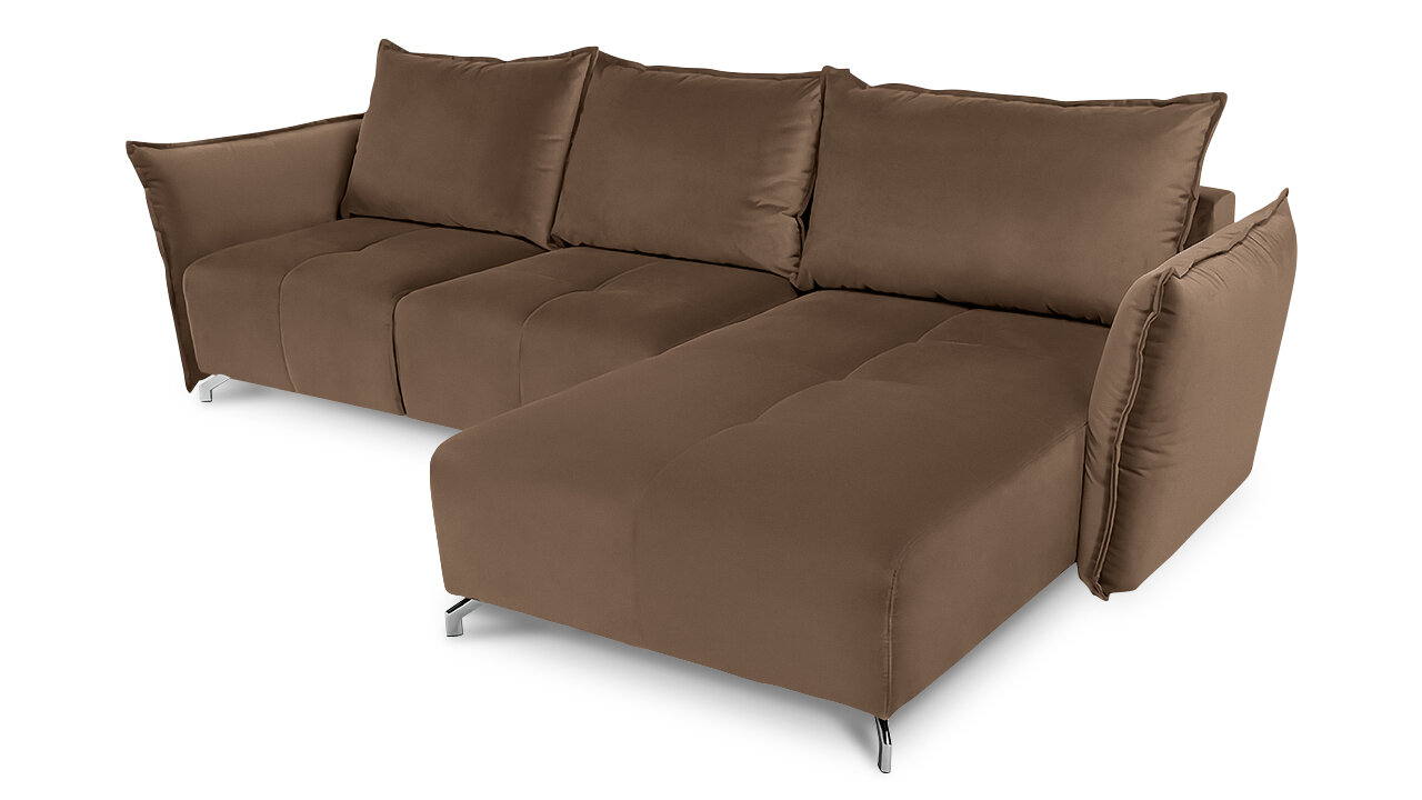 Диван с оттоманкой Дельта Лайт Vivaldi 23 NEW 325x186x100 см, коричневый Велюр, еврокнижка GOODFORM