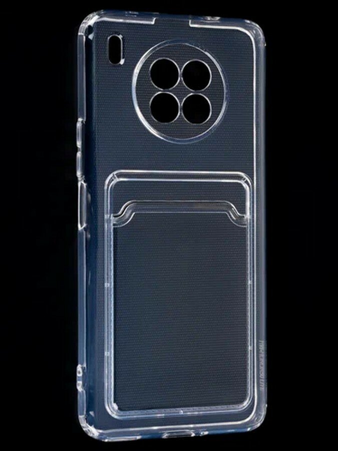 Силиконовая накладка с отсеком для карты с защитой камеры Huawei Honor 50 Lite прозрачный