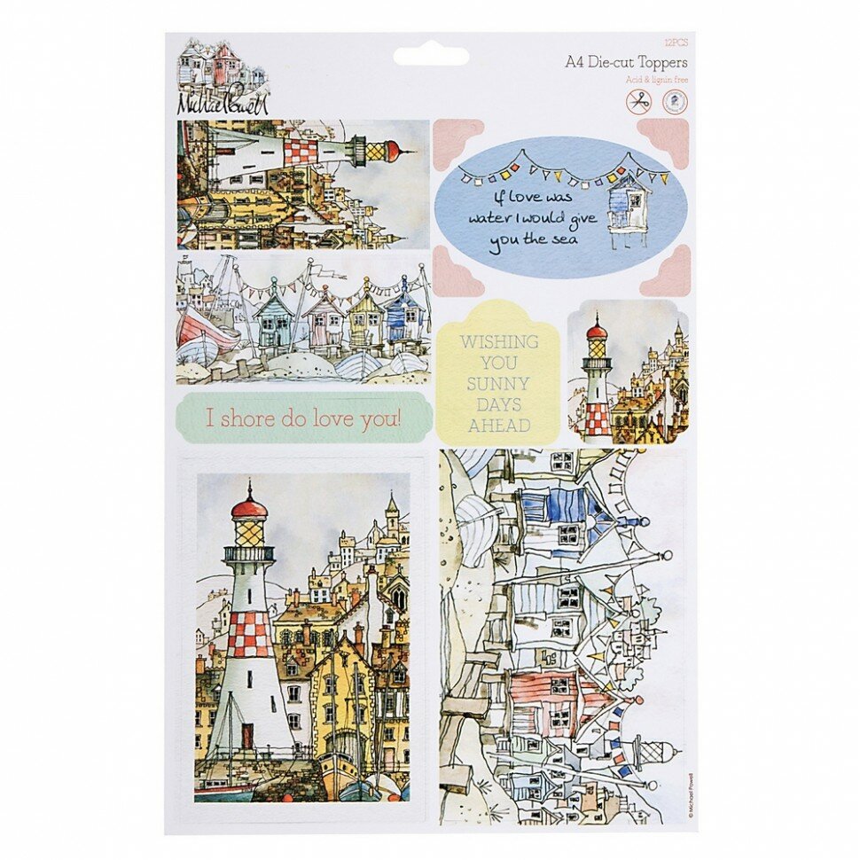 #MPL157102 Набор высеченных элементов "На берегу" Michael Powell 21 x 29.7 см Docrafts 1 лист