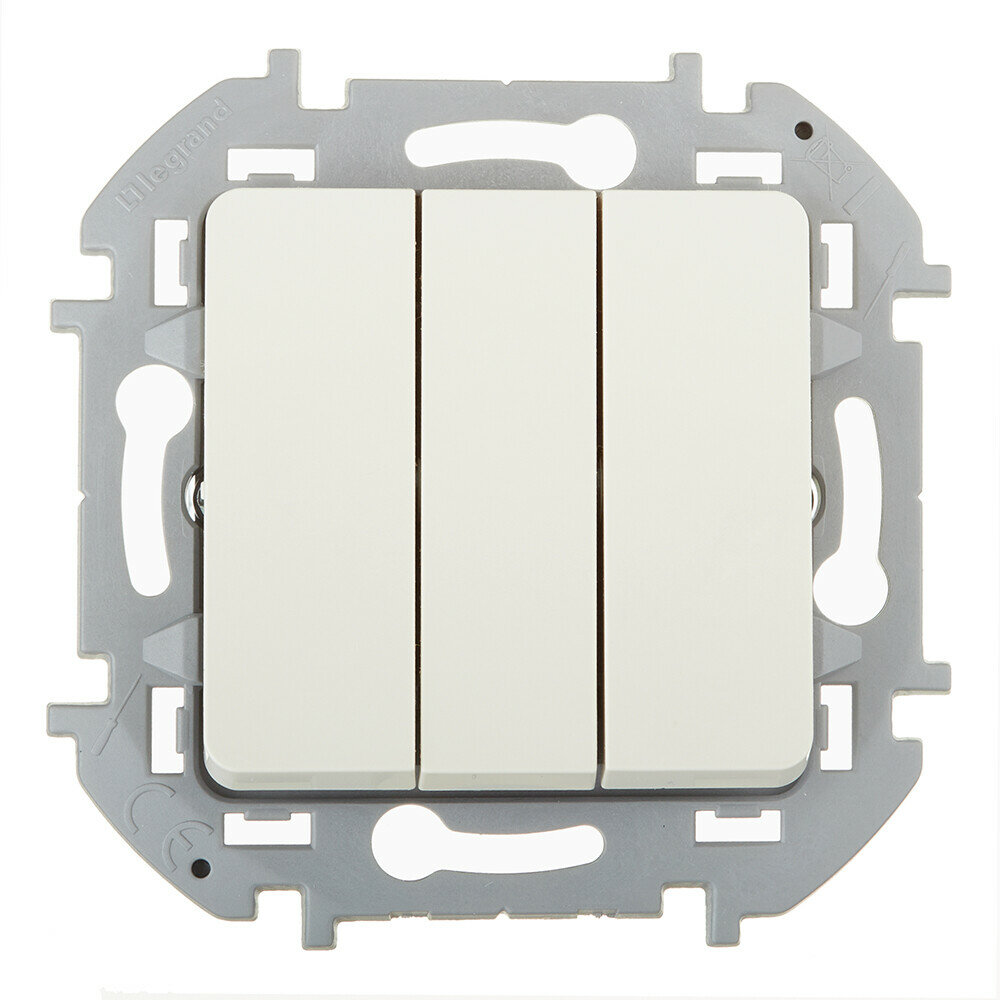 Выключатель Legrand Inspiria трехклавишный встраиваемый слоновая кость (673541)