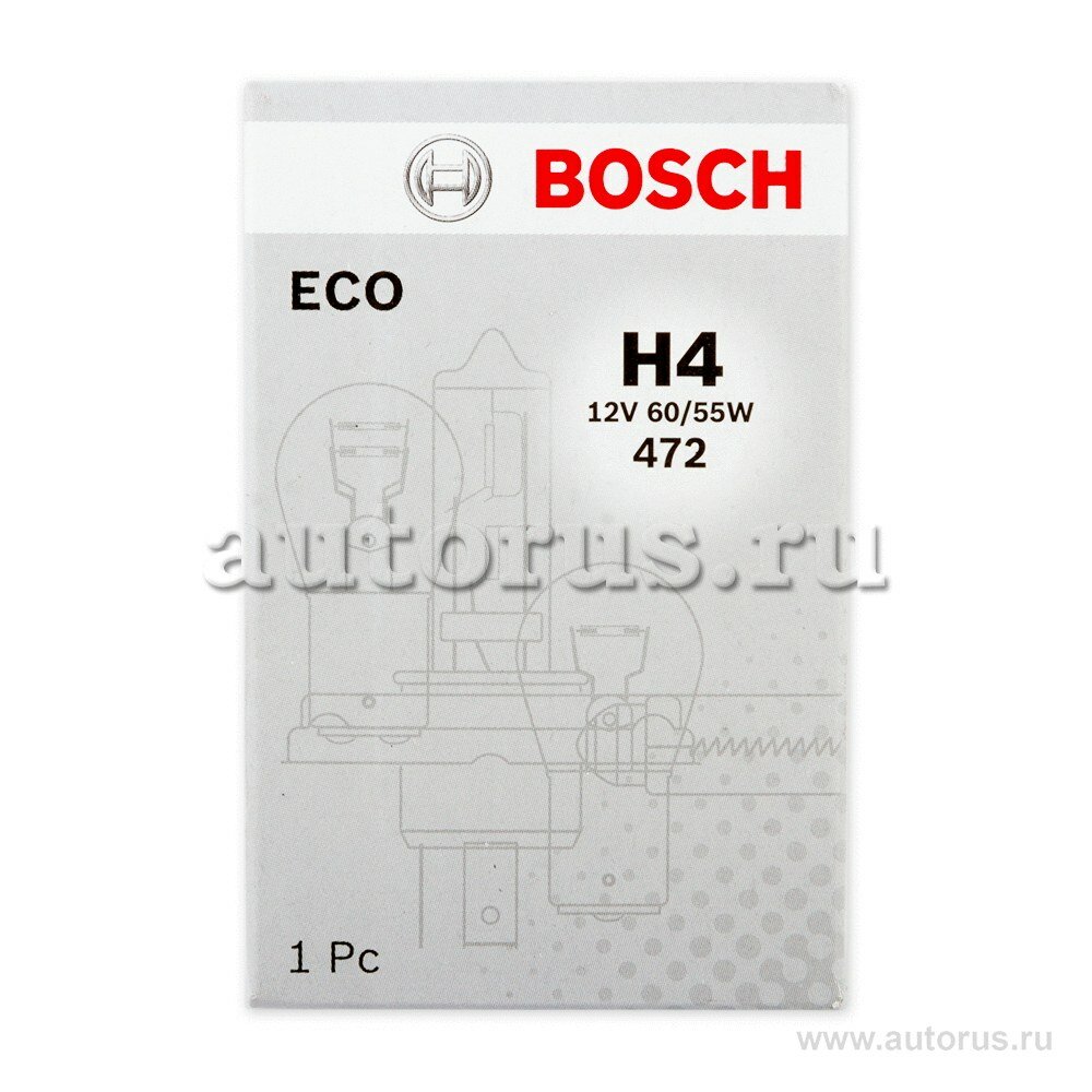 Лампа H4 12V 60/55W P43T Bosch Eco 1 шт. в картонной упаковке 1 987 302 803