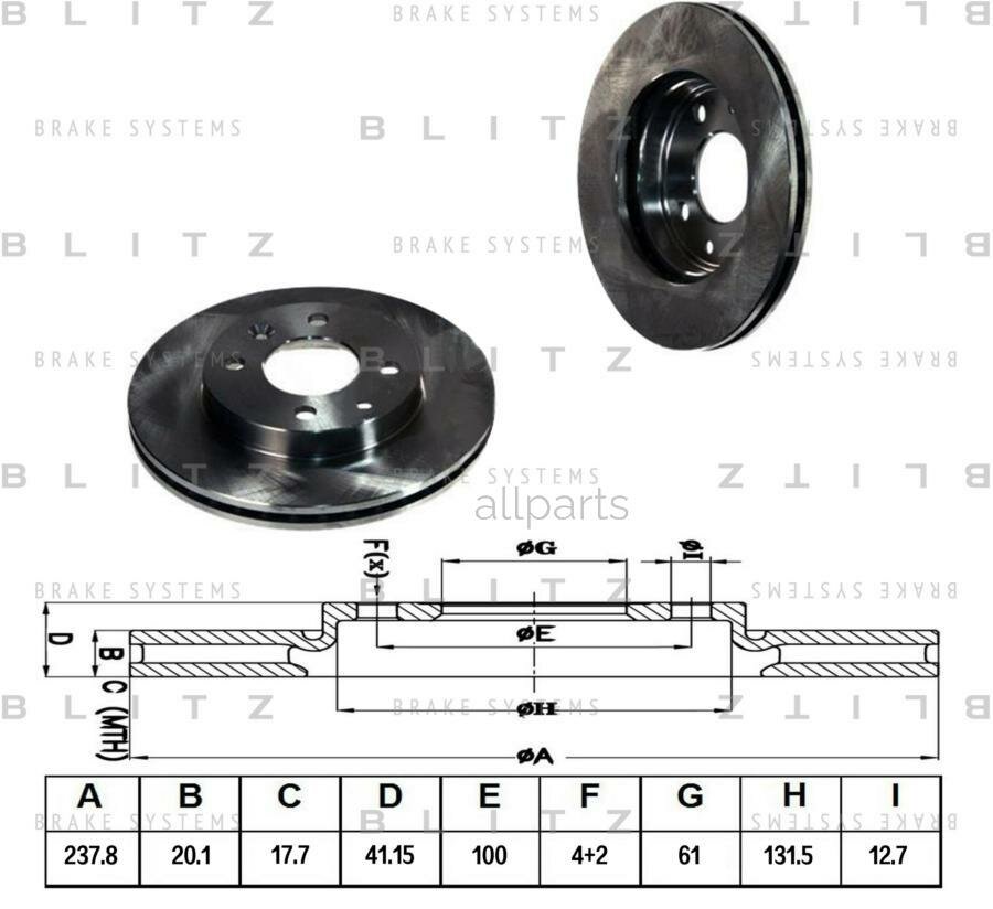 BLITZ BS0108 Диск тормозной вентилируемый | перед |