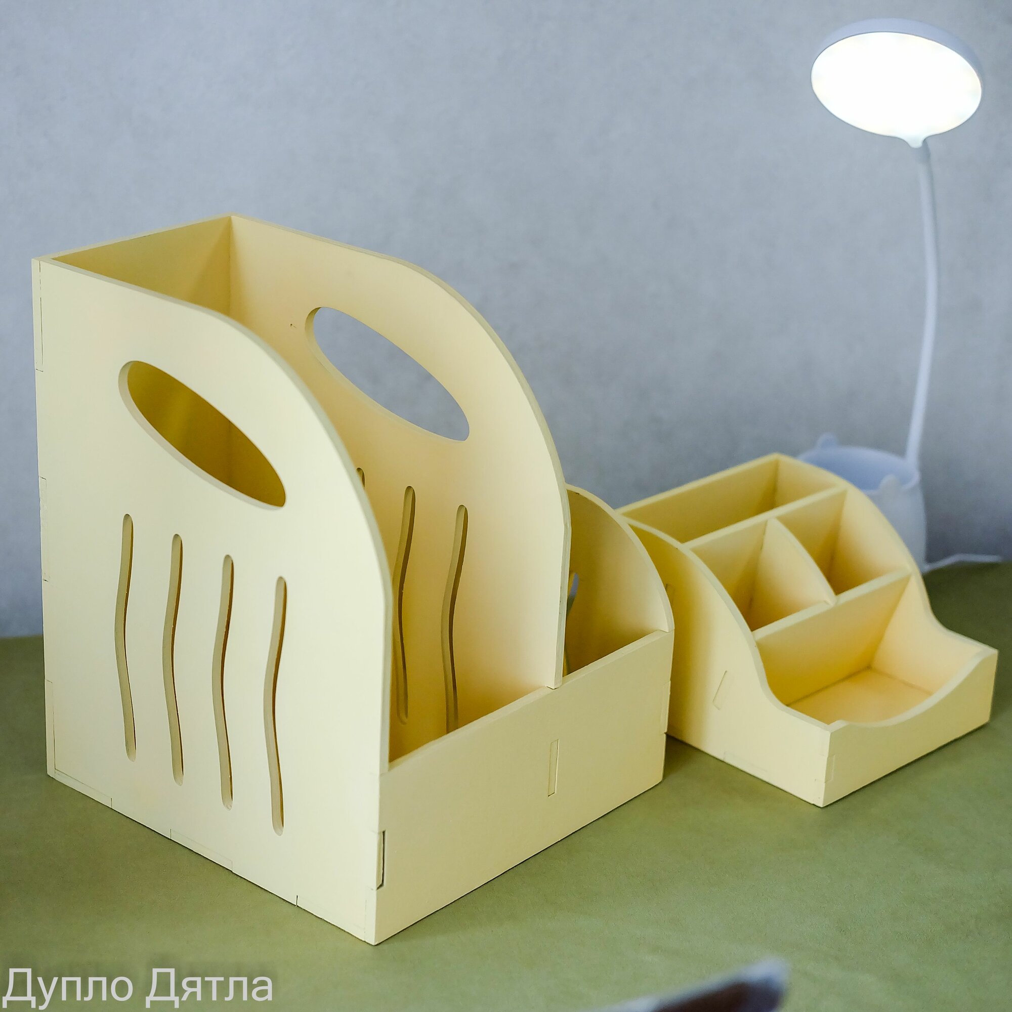 Набор органайзеров школьника "Канцелярия", для учебников /тетрадей и канцелярии, фанера, желтый, 2 шт