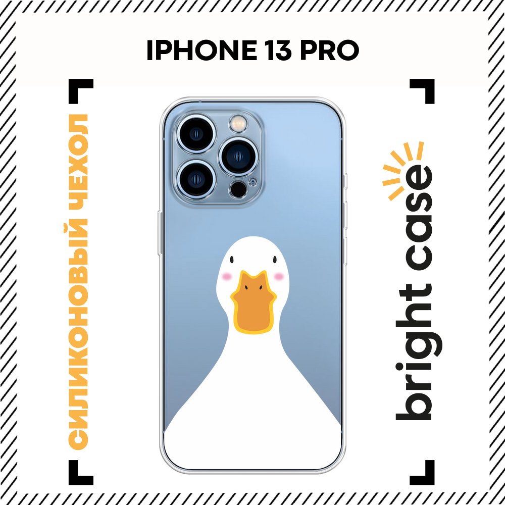 Чехол на Apple iPhone 13 Pro / Айфон 13 Pro с принтом Портрет гуся, прозрачный