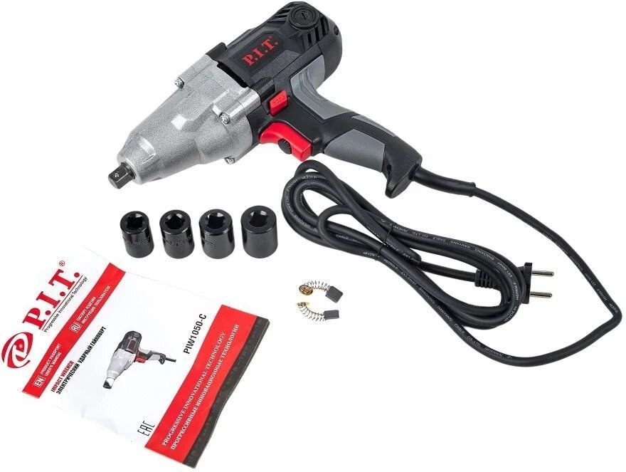 Гайковерт P.I.T. PIW1050-C 1050Вт патрон: квад.1/2" (кейс в комплекте)