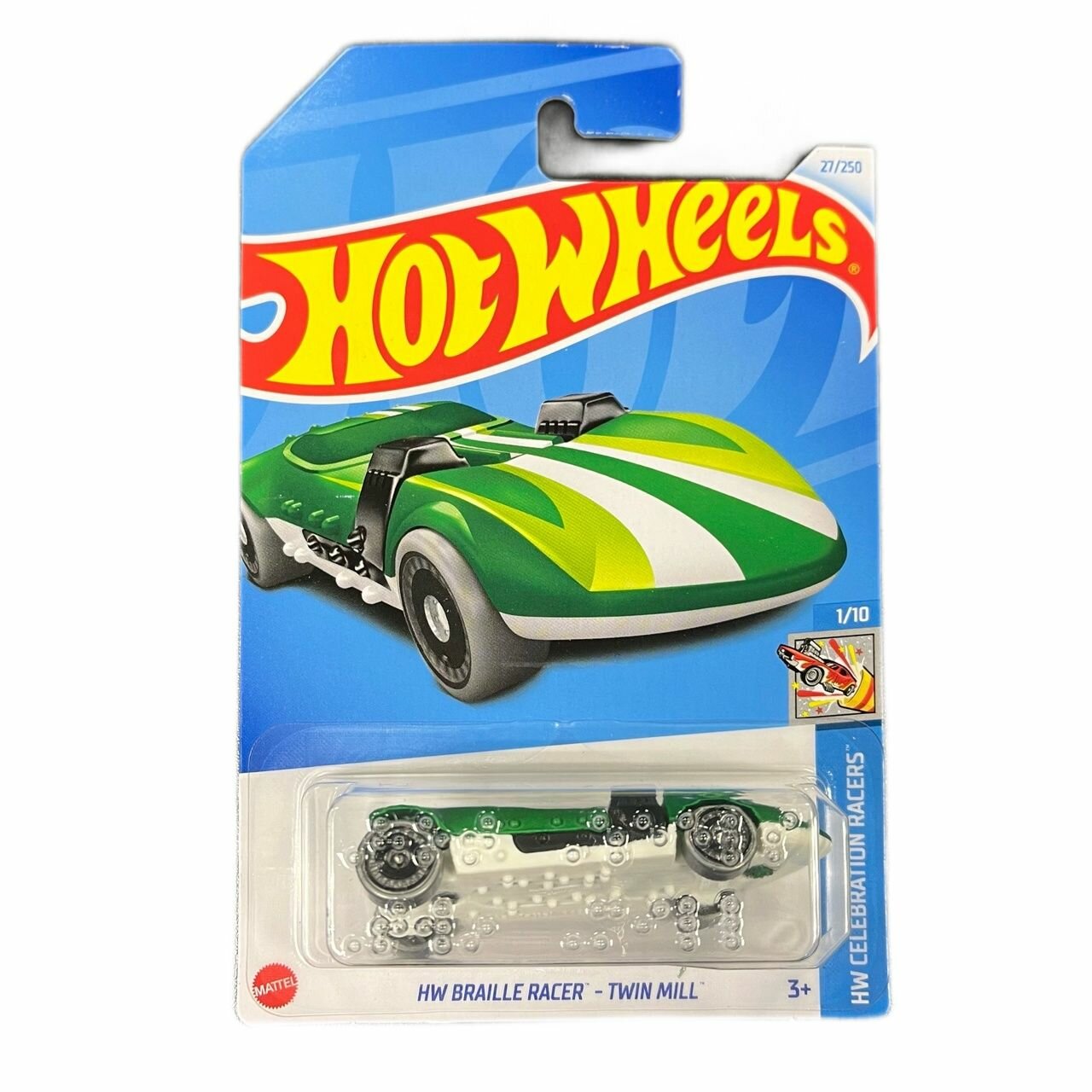 Hot Wheels металлическая машинка, коллекционная в масштабе 1:64 HW BRAILLE RACER - TWIN MILL