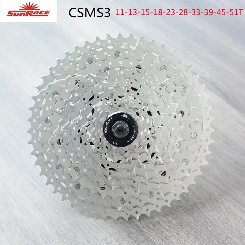 Sunrace 10-скоростная кассета CSMX3/CSMS1/CSMS2/CSMS3 11-42T/46T/51T черная/серебристая MS3 11-51T Silver