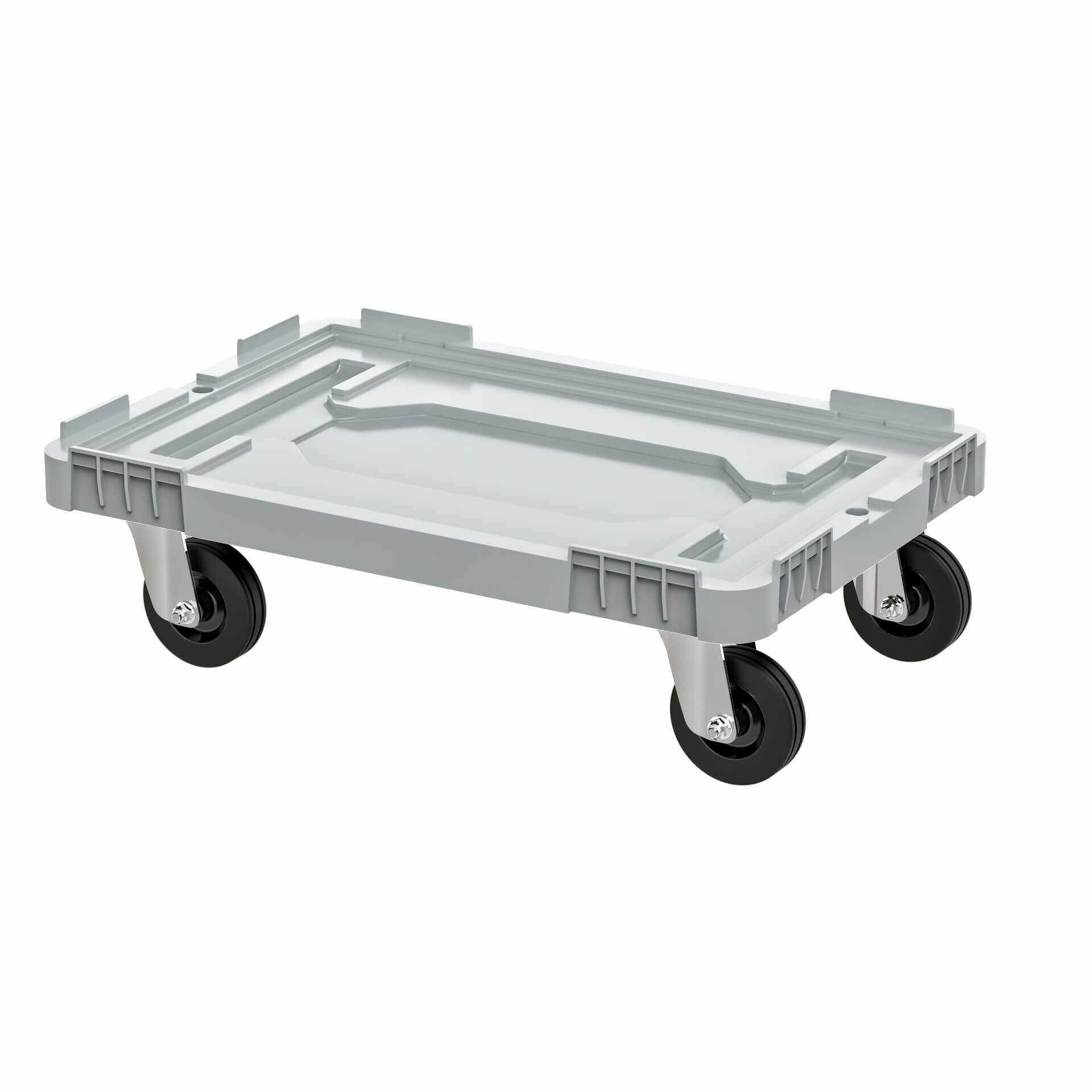 Тележка пластиковая сплошная без тормозов серая, 620х420 мм